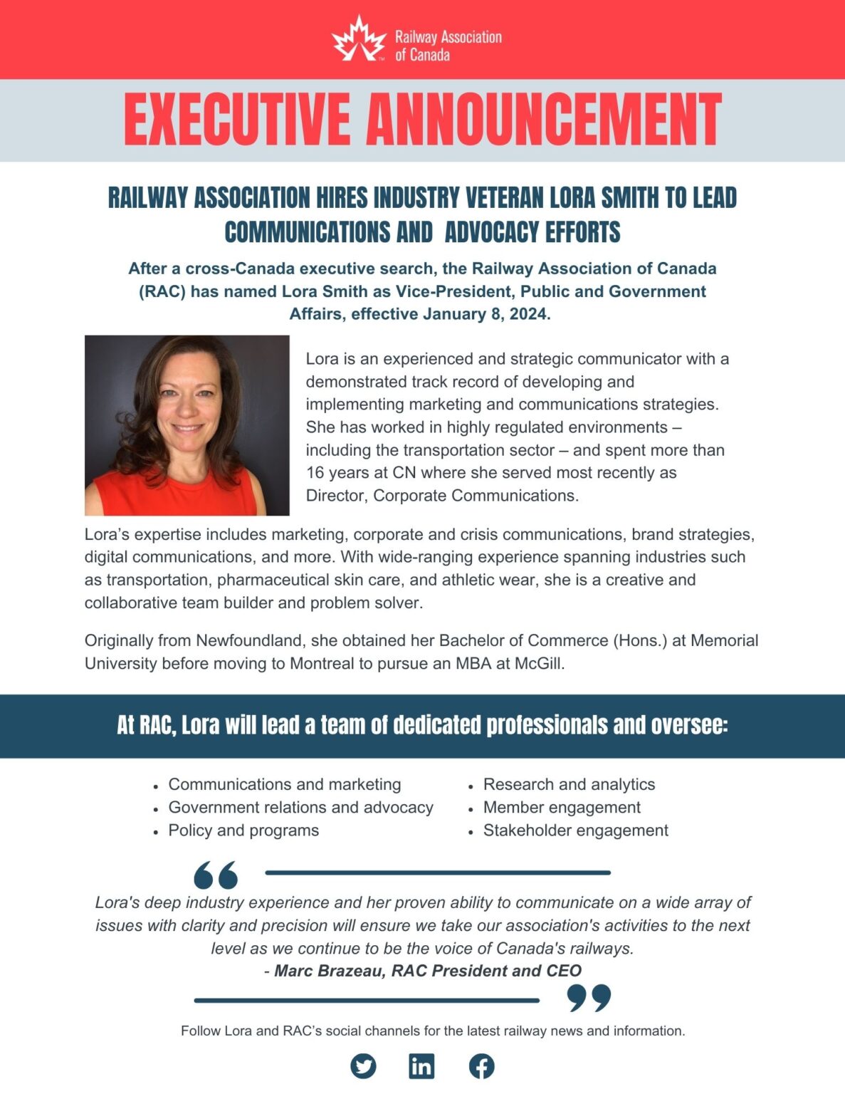 RAC Executive Announcement_Lora Smith_EN | RAC
